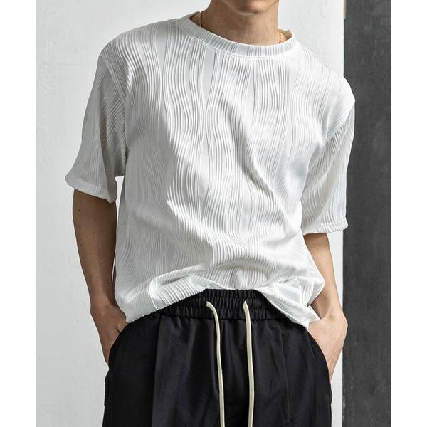 『セール実施中』ZOZO問い合わせ番号:94259122ショップ:DURAS，デュラスブランド:+CLOSET，プラスクローゼット，CLOSET，クローゼット商品名:ウェーブテクスチャTシャツカテゴリ:トップス>Tシャツ/カットソーブ...