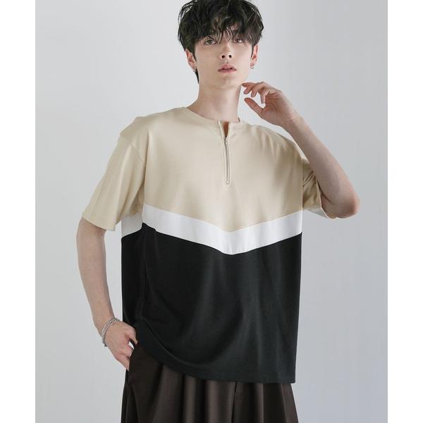 ZOZO問い合わせ番号:94262198ショップ:ASTRONOMY，アストロノミーブランド:ASTRONOMY，アストロノミー商品名:Buyer’s Select/ポンチ×フェイクスウェードVCUT切替ハーフジップTシャツカテゴリ:トップ...