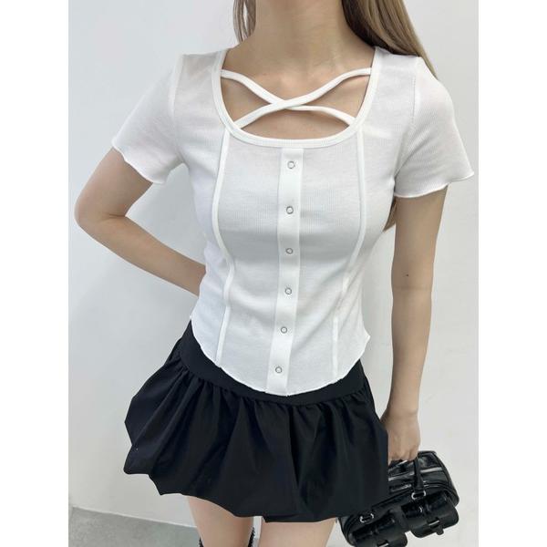 ZOZO問い合わせ番号:94295417ショップ:WEGO，ウィゴーブランド:PHILLY，フィリー，WEGO，ウィゴー商品名:【PHILLY】クロスデザインTシャツカテゴリ:トップス>Tシャツ/カットソーブランド品番:PWC25SS...