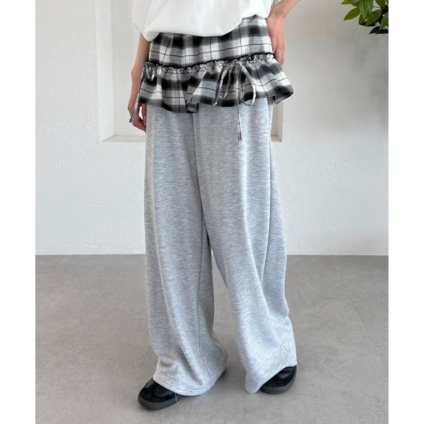 『タイムセール実施中』ZOZO問い合わせ番号:94369236ショップ:kutir，クティールブランド:kutir，クティール商品名:チェックレイヤードワイドスウェットパンツカテゴリ:パンツ>スウェットパンツブランド品番:494501...