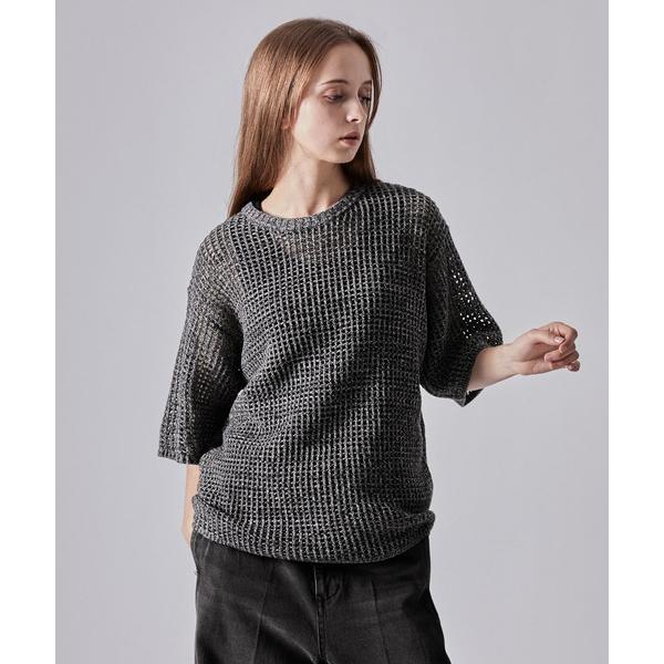 ZOZO問い合わせ番号:94369291ショップ:EMMA CLOTHES，エマ クローズブランド:CLEL，クレイル商品名:【CLEL】Watermark Knitting Short Sleeve Melange Mesh Knit/透...