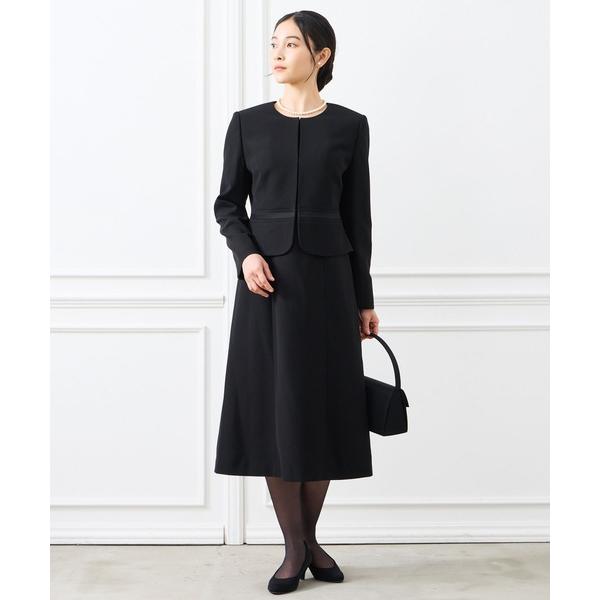 『セール実施中』ZOZO問い合わせ番号:94431427ショップ:AIMER，エメブランド:AIMER，エメ商品名:【喪服・礼服】マシンウォッシャブル グログラン切替ノーカラージャケット・前開きフレアワンピース 2点セットブラックフォーマル...