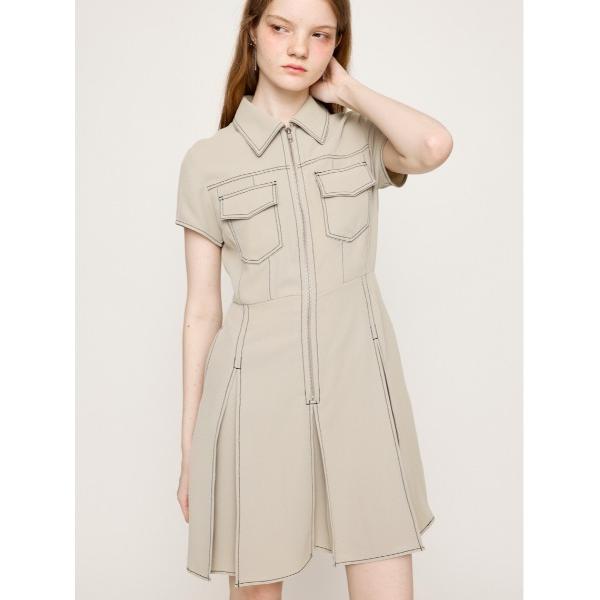 『タイムセール実施中』ZOZO問い合わせ番号:94526897ショップ:SLY，スライブランド:SLY，スライ商品名:FRONT ZIP PLEATS S/OP フロントジップ プリーツ ショートワンピース 夏服 半袖カテゴリ:ワンピース/...