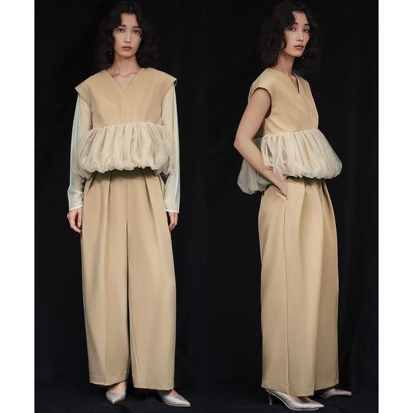 『タイムセール実施中』ZOZO問い合わせ番号:94527121ショップ:GIRL，ガールブランド:GIRL，ガール，ANDRESD，アンドレスド商品名:ペプラムチュール セットアップ パンツドレス セパレート 3点セット 結婚式 パーティー...