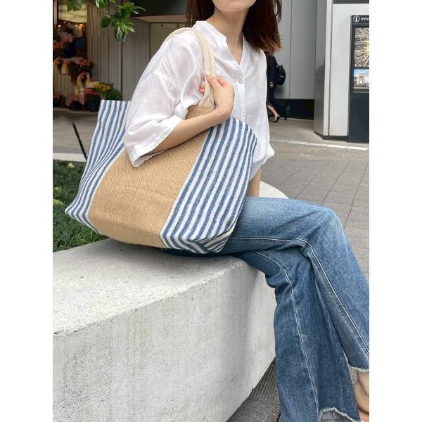 『セール実施中』ZOZO問い合わせ番号:94559617ショップ:BAYFLOW，ベイフローブランド:BAYFLOW，ベイフロー商品名:BFストライプJUTEトートバッグカテゴリ:バッグ>トートバッグブランド品番:324852素材:本...