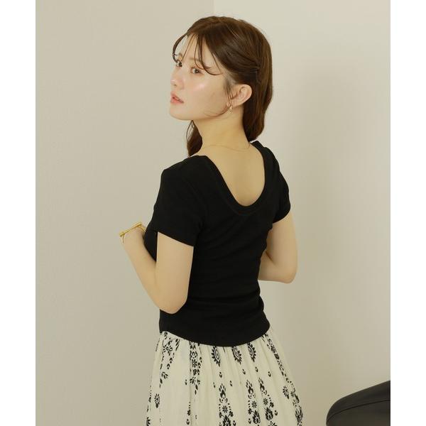 『タイムセール実施中』ZOZO問い合わせ番号:94560955ショップ:LAULEN，ローレンブランド:LAULEN，ローレン商品名:back open round neck rib tee /バックオープン ラウンドネック 半袖 リブTシ...
