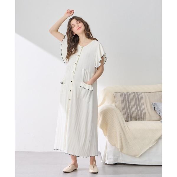 『タイムセール実施中』ZOZO問い合わせ番号:94562754ショップ:cross marche，クロスマルシェブランド:Rosemadame，ローズマダム商品名:配色メロウフリル パターンメッシュネグリジェ/ ワンピースパジャマ(産前・産...