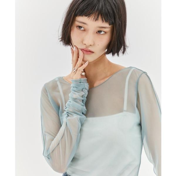 ZOZO問い合わせ番号:94578324ショップ:STUDIOUS WOMENS，ステュディオス ウィメンズブランド:STUDIOUS，ステュディオス商品名:【STUDIOUS/ステュディオス】Gathered Sleeve Sheer T...