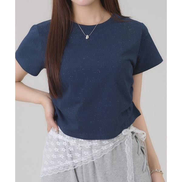 ZOZO問い合わせ番号:94628223ショップ:apres jour mignon，アプレジュールミニョンブランド:apres jour mignon，アプレジュールミニョン商品名:ラメシャーリングクロップドTシャツカテゴリ:トップス&g...