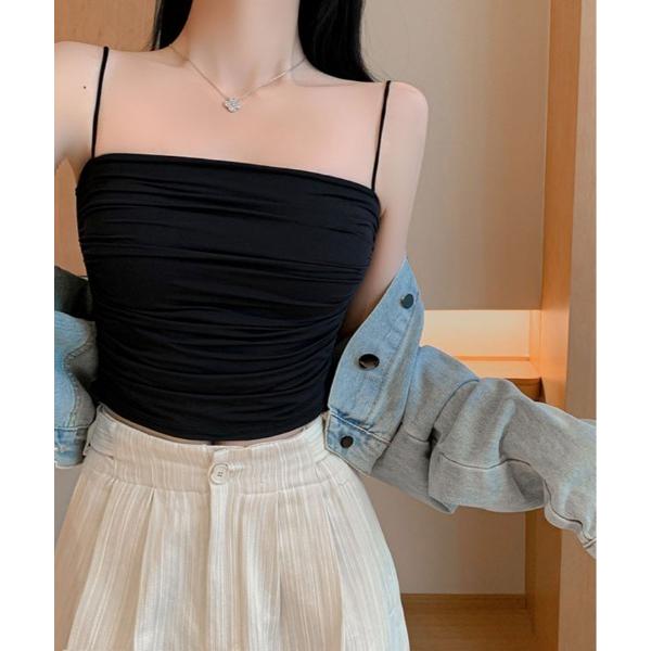 『タイムセール実施中』ZOZO問い合わせ番号:94720682ショップ:Ada.，エイダブランド:kirakiraShop，キラキラショップ商品名:カップイン コットン シャーリング キャミソールカテゴリ:トップス>キャミソールブラン...