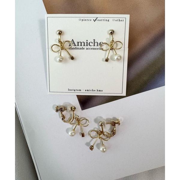 ZOZO問い合わせ番号:94721870ショップ:TONE，トーンブランド:tone，トーン商品名:【Amiche】リボンイヤリング(MA)カテゴリ:アクセサリー>イヤリングブランド品番:Amiche-033E素材:金メッキ原産国:日...