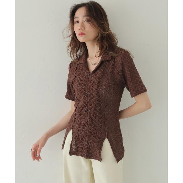 ZOZO問い合わせ番号:94722094ショップ:unit lab，ユニットラボブランド:CLEIO，クレイオ商品名:【CLEIO】レースカットソー開襟シャツ LACE CUT-AND-SEW OPEN-COLLAR SHIRT/980-1...