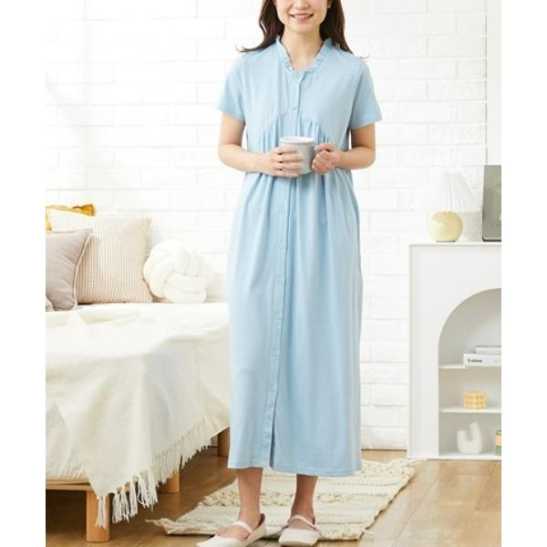 『タイムセール実施中』ZOZO問い合わせ番号:94723116ショップ:nissen，ニッセンブランド:QUNTSTYLE，キュントスタイル商品名:【マタニティウエア・授乳服】ギャザー切替半袖ワンピースパジャマ（産前・産後）カテゴリ:ママ＆...