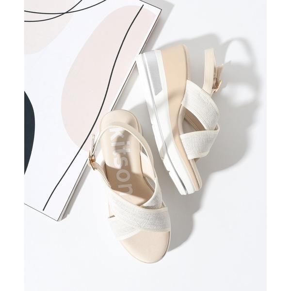 『タイムセール実施中』ZOZO問い合わせ番号:94757644ショップ:FUNALIVE，ファンアライブブランド:kitson，キットソン，FUNALIVE，ファンアライブ商品名:kitson キラキラ クロスベルトバックストラップ 厚底サ...