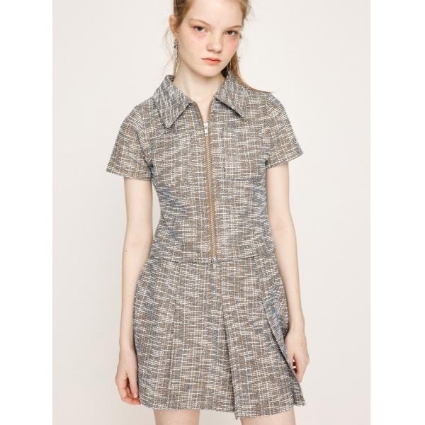 『セール実施中』ZOZO問い合わせ番号:94787802ショップ:SLY，スライブランド:SLY，スライ商品名:TWEED LIKE CUT 2P ツイード ライク カット ツーピー 半袖 夏服カテゴリ:ワンピース/ドレス>ワンピース...