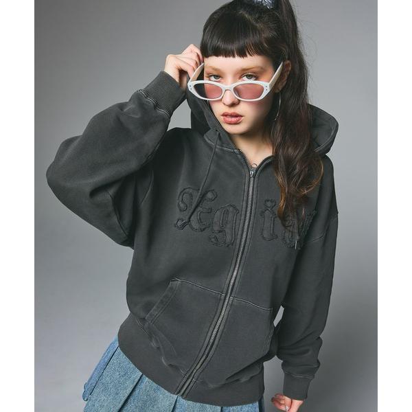 『セール実施中』ZOZO問い合わせ番号:94787851ショップ:X-girl，エックスガールブランド:X-girl，エックスガール商品名:LOGO PATCH PIGMENT DYED ZIP UP SWEAT HOODIEカテゴリ:トッ...