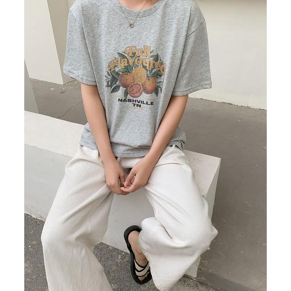 『タイムセール実施中』ZOZO問い合わせ番号:94789409ショップ:RIVER FIELD &amp; Co.，リバーフィールド　アンド　コーブランド:LOWO，ロワ商品名:綿麻混フルーツプリントオーバーサイズTシャツ カットソーカテゴ...