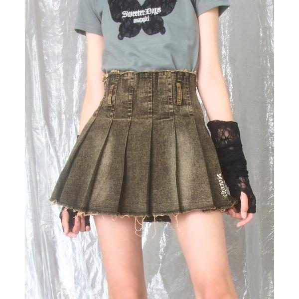 『タイムセール実施中』ZOZO問い合わせ番号:94790621ショップ:ANAP，アナップブランド:ANAP GiRL，アナップガール商品名:クラッシュ デニム プリーツ スカート【キッズお揃い】カテゴリ:スカート>スカートブランド品...