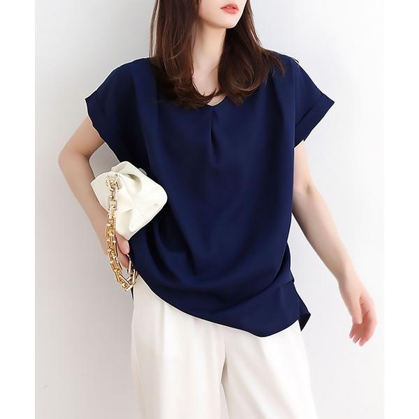 『セール実施中』ZOZO問い合わせ番号:94790927ショップ:FRP，エフアールピーブランド:MAISON DE THERESE，メゾン ド テレーズ，FRP，エフアールピー商品名:バック切り替えプリーツ加工　フレンチ袖Vネックブラウス...