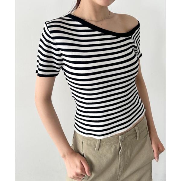 『セール実施中』ZOZO問い合わせ番号:94792058ショップ:Outfitter lab，アウトフィッターラボブランド:Bamm，バム，Outfitter lab，アウトフィッターラボ商品名:ワンショルボーダートップスカテゴリ:トップス...