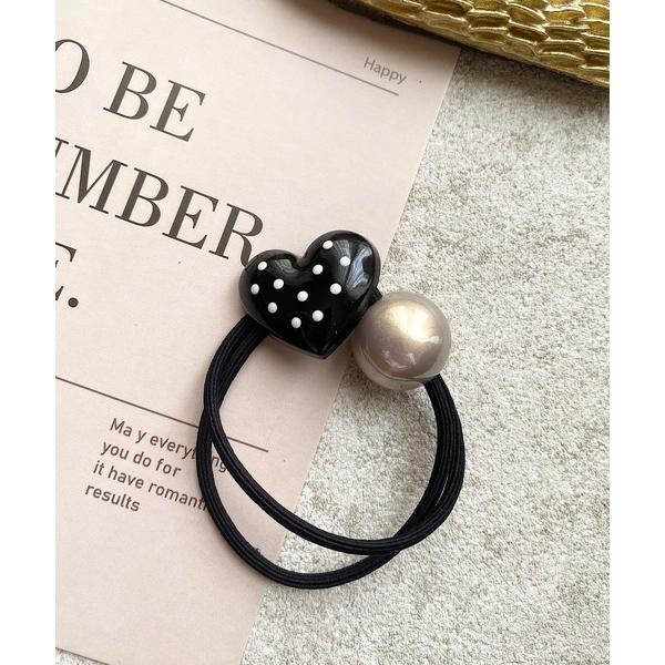 ZOZO問い合わせ番号:94792126ショップ:CERCA，チェルカブランド:pur chouchou，ピュールシュシュ商品名:pur chouchou/ドット柄 ハート ヘアゴム P4471カテゴリ:ヘアアクセサリー>ヘアゴムブラ...