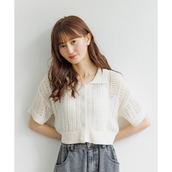 『タイムセール実施中』ZOZO問い合わせ番号:94884219ショップ:GLOBAL WORK，グローバルワークブランド:GLOBAL WORK，グローバルワーク商品名:透かし編みニット半袖/AND YUA ANY/147494カテゴリ:ト...