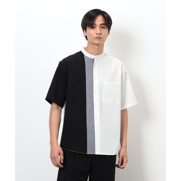 『タイムセール実施中』ZOZO問い合わせ番号:94886300ショップ:COMME CA ISM，コムサイズムブランド:COMME CA ISM，コムサイズム商品名:ウールライク バンドカラー ブロッキング半袖シャツカテゴリ:トップス&gt...