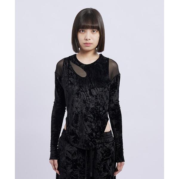 『セール実施中』ZOZO問い合わせ番号:94917986ショップ:Seivson，セイヴソンブランド:Seivson，セイヴソン商品名:【Seivson】光沢布のパッチワークベロアトップスカテゴリ:トップス>シャツ/ブラウスブランド品...