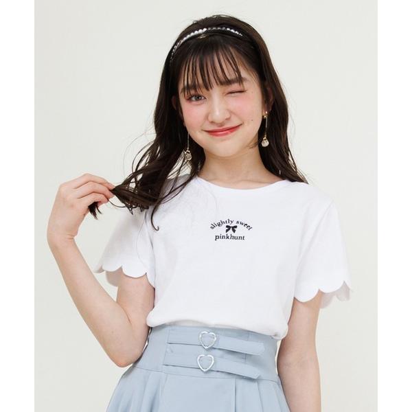 『タイムセール実施中』ZOZO問い合わせ番号:94918152ショップ:BABYDOLL，ベビードールブランド:PINKHUNT，ピンクハント商品名:PINKHUNT ピンクハント スカラップ袖 リボン付きTシャツ 0697Kカテゴリ:トッ...