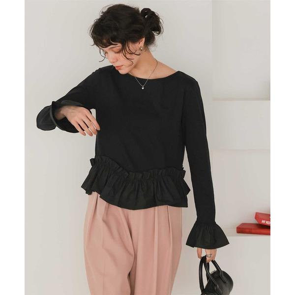 『タイムセール実施中』ZOZO問い合わせ番号:94918330ショップ:titivate，ティティベイトブランド:titivate，ティティベイト商品名:裾フリルデザインロングスリーブTシャツカテゴリ:トップス>Tシャツ/カットソーブ...