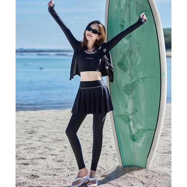 ※このアイテムは返品・交換対象外商品です。ZOZO問い合わせ番号:94920680ショップ:TeddyShop，テディショップブランド:TeddyShop，テディショップ商品名:レディース水着 長袖ライン柄ラッシュガードトップス+ブラ+パン...