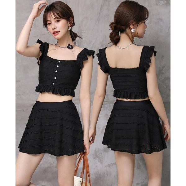 ※このアイテムは返品・交換対象外商品です。ZOZO問い合わせ番号:94920687ショップ:TeddyShop，テディショップブランド:TeddyShop，テディショップ商品名:レディース水着 ボタンビスチェ風フリルスカート付きハイウエスト...