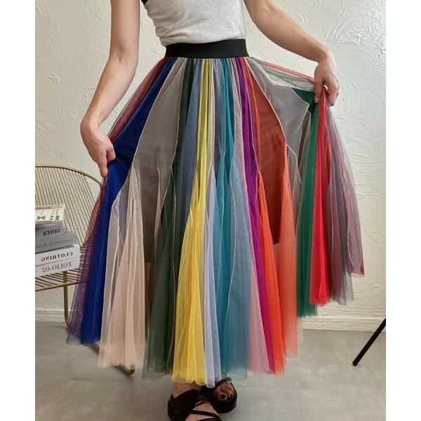 ZOZO問い合わせ番号:94921201ショップ:tocco closet／&amp;. NOSTALGIA，トッコ　クローゼット　／　アンドドットノスタルジアブランド:deux amour，ドゥーザムール商品名:レインボーチュールスカート...