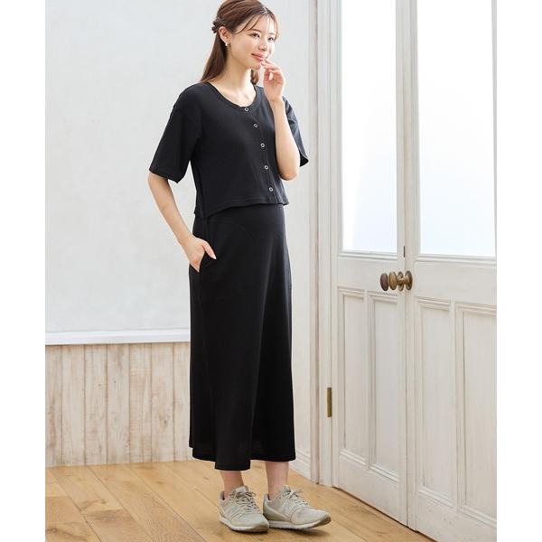 『タイムセール実施中』ZOZO問い合わせ番号:94956217ショップ:cross marche，クロスマルシェブランド:Rosemadame，ローズマダム商品名:半袖カーディガンドッキング ワッフルワンピース（マタニティ/授乳服）授乳口付...