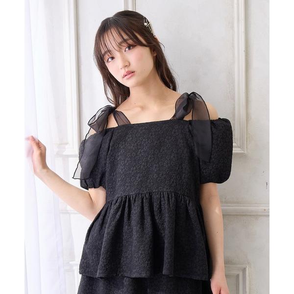 『タイムセール実施中』ZOZO問い合わせ番号:94986728ショップ:cross marche，クロスマルシェブランド:Amourire girl，アムリールガール，cross marche，クロスマルシェ商品名:袖2WAY肩リボンエンボ...