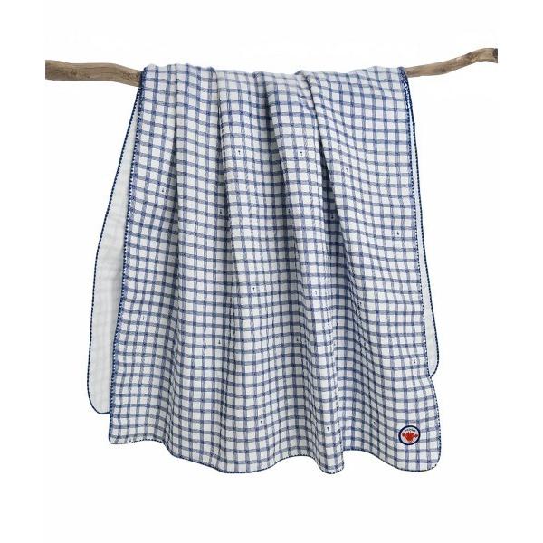 『セール実施中』※このアイテムは返品・交換対象外商品です。ZOZO問い合わせ番号:94988221ショップ:moimoln，モイモルンブランド:moimoln，モイモルン商品名:ブルーチェックガーゼおくるみカテゴリ:ママ＆ベビー>おく...