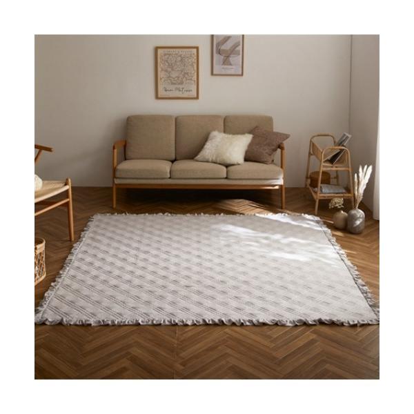 ZOZO問い合わせ番号:94989504ショップ:nissen，ニッセンブランド:COCOPLATZ interior，ココプラッツインテリア商品名:綿100％天竺ニット フリル付きキルトラグ(furry doudou./ファーリードゥドゥ...