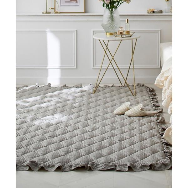 ZOZO問い合わせ番号:94989511ショップ:nissen，ニッセンブランド:COCOPLATZ interior，ココプラッツインテリア商品名:洗えるキルトラグ｜ふわくしゅシリーズ・サッカー織｜90×130【フルーエ/大人可愛い】カテ...