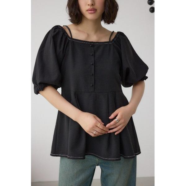 『セール実施中』ZOZO問い合わせ番号:94990463ショップ:AZUL BY MOUSSY，アズールバイマウジーブランド:AZUL BY MOUSSY，アズールバイマウジー商品名:2WAYパフスリーブ配色ペプラムブラウスカテゴリ:トップ...