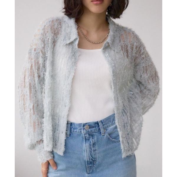 『セール実施中』ZOZO問い合わせ番号:94990473ショップ:AZUL BY MOUSSY，アズールバイマウジーブランド:AZUL BY MOUSSY，アズールバイマウジー商品名:シアーチュールフリンジシャツカテゴリ:トップス>シ...