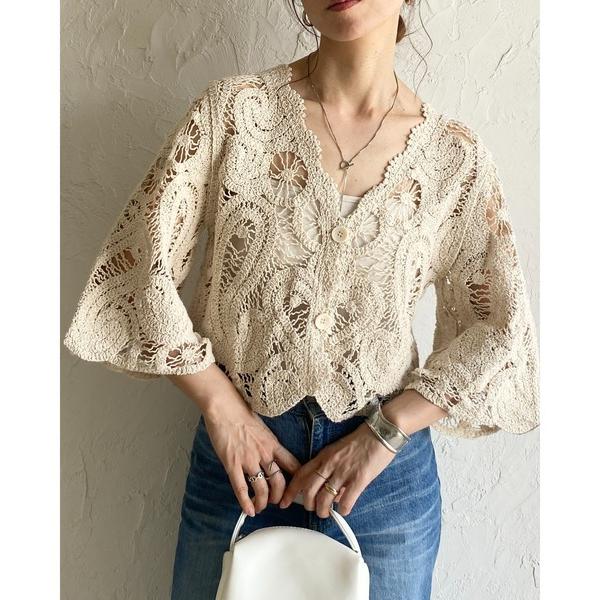 『タイムセール実施中』ZOZO問い合わせ番号:95023999ショップ:wears，ウェアーズブランド:She's Closet，シーズクローゼット商品名:半端袖 ショート丈 Vネック かぎ針 クロシェ編みカーディガンカテゴリ:トップス&g...
