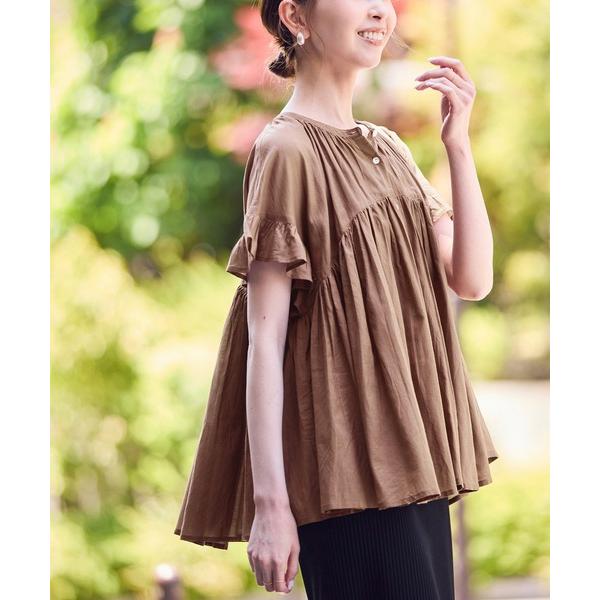 ZOZO問い合わせ番号:95024513ショップ:ROPE' PICNIC，ロぺピクニックブランド:ROPE' PICNIC，ロペピクニック商品名:コットンボイルギャザーブラウス/リンクコーデカテゴリ:トップス>シャツ/ブラウスブラン...