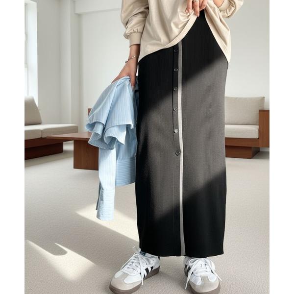『タイムセール実施中』ZOZO問い合わせ番号:95024810ショップ:Classical Elf，クラシカルエルフブランド:classicalelf，クラシカルエルフ商品名:前後2wayで着まわせる！配色ボタンラインリブスカート（ロング丈...