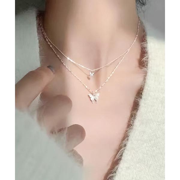 『タイムセール実施中』ZOZO問い合わせ番号:95117822ショップ:Rora，ローラブランド:Blanc de Blue，ブランドブルー商品名:ダブルバタフライネックレスカテゴリ:アクセサリー>ネックレスブランド品番:1683ne...