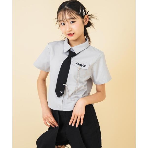 『セール実施中』ZOZO問い合わせ番号:95118530ショップ:ANAP，アナップブランド:ANAP GiRL，アナップガール商品名:チェーンネクタイ付き 半袖シャツ 【キッズお揃い】カテゴリ:トップス>シャツ/ブラウスブランド品番...