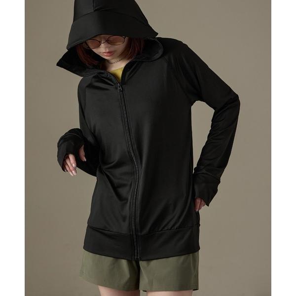 『タイムセール実施中』ZOZO問い合わせ番号:95151115ショップ:bflat，ビーフラットブランド:Fashion Letter，ファッションレター商品名:UPF50+ 接触冷感 指穴付き ツバ付きロング丈パーカ ラッシュガードカテゴ...