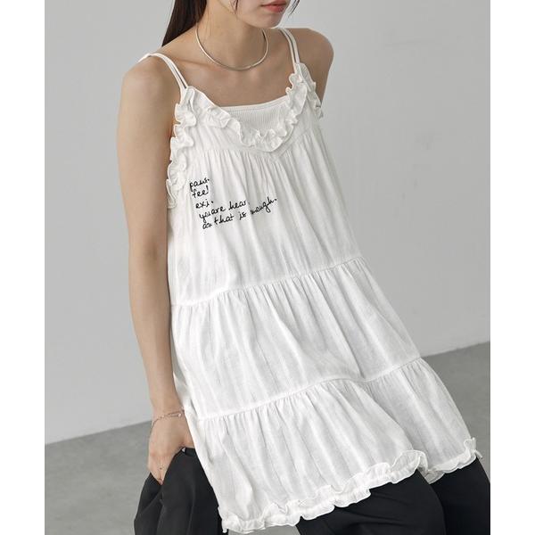 『タイムセール実施中』ZOZO問い合わせ番号:95151266ショップ:MONO-MART，モノマートブランド:nui nullu，ヌイヌル，MONO-MART，モノマート商品名:【nui nullu】前後2WAYレタリング刺繍レースキャミ...