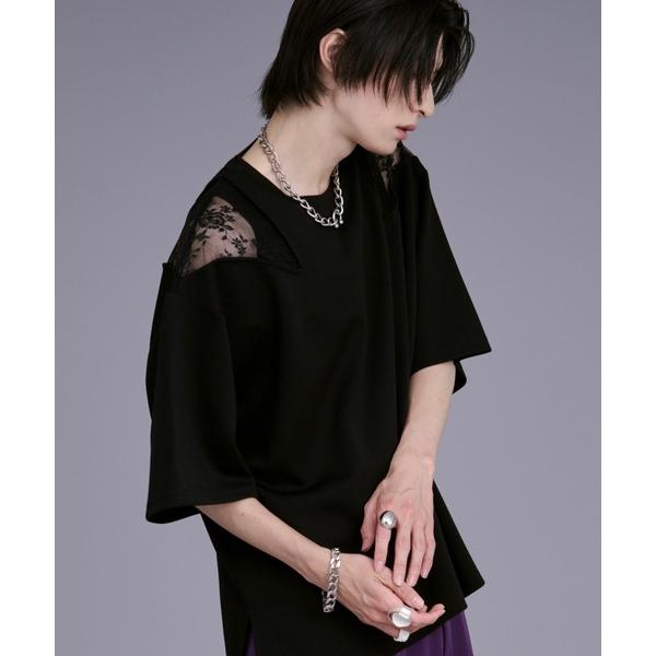 ZOZO問い合わせ番号:95152533ショップ:Ellno Loset，エルノロゼットブランド:Ellno Loset，エルノロゼット商品名:ショルダーレースカットアウトTシャツカテゴリ:トップス>Tシャツ/カットソーブランド品番:...