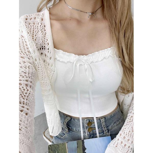 ZOZO問い合わせ番号:95184670ショップ:WEGO，ウィゴーブランド:PHILLY，フィリー，WEGO，ウィゴー商品名:【PHILLY】フリルパイピングキャミソールカテゴリ:トップス>キャミソールブランド品番:PWC25SS-...