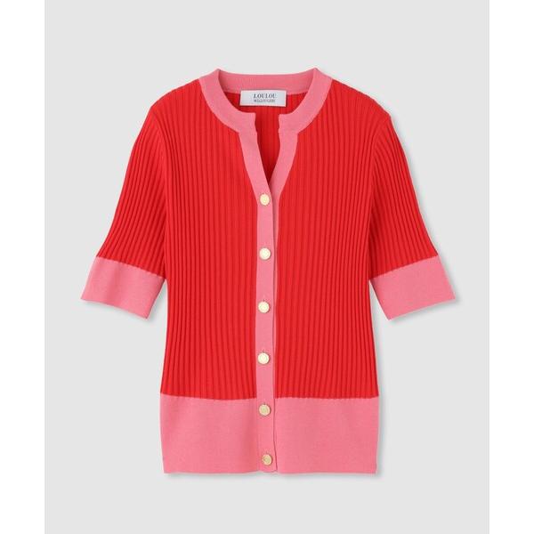 ZOZO問い合わせ番号:95185121ショップ:allureville，アルアバイルブランド:LOULOU WILLOUGHBY，ルルウィルビー商品名:◇ 【LOULOU WILLOUGHBY】バイカラーキーネック5分袖カーディガンカテゴ...